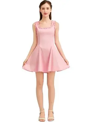 TULLEEN Ruffle Strap Dress - Pink