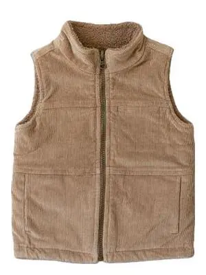 GOUMIKIDS Corduroy And Faux Shearling Reversible Vest - Champignon