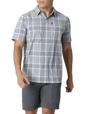 OUTDOOR RESEARCH Astroman Short Sleeve Sun Shirt - Light Pewter Plaid