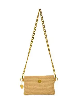 THINK ROYLN Fame Woven Raffia Crossbody Bag - Dune Raffia