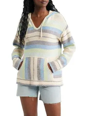 Rip Curl Revival Stripe Knit Poncho Blue