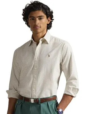 Ralph Lauren Classic Fit Gingham Oxford Shirt - Basic Sand White