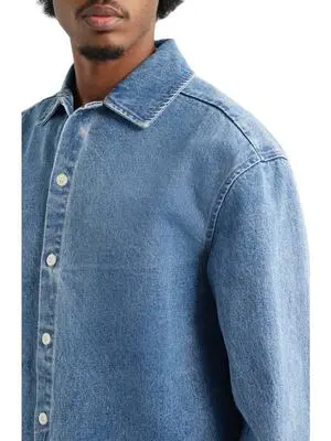 KROST Oversize Cotton Denim Button-up Shirt - Medium Wash 1