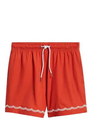 MAVRANS Embroidered Swim Trunks - Red