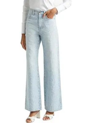 VERONICA BEARD Taylor Embroidered Wide Leg Jeans