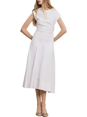 Veronica Beard Lisette Stretch Cotton Midi Dress - White