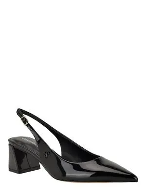 Calvin Klein Sarra Slingback Pointed Toe Pump Black Patent
