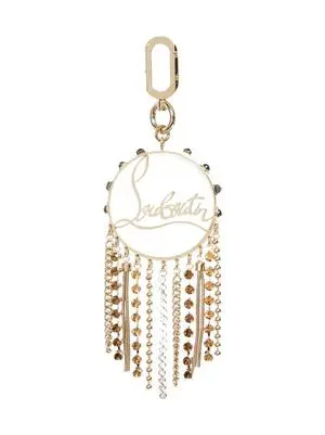 CHRISTIAN LOUBOUTIN Crystal Fringe Logo Bag Charm - G038 Gold/gun Metal