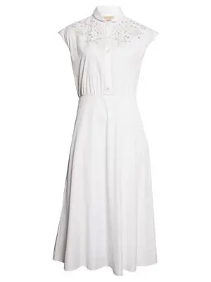 Valentino Garavani Embroidered Eyelet Cotton Midi Dress - White