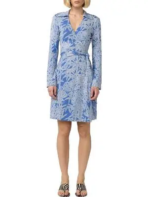 Diane Von Furstenberg Long Sleeve Silk Wrap Dress - Fuji Dusk Blue