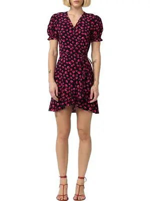Diane Von Furstenberg Emilia Floral Puff Sleeve Wrap Dress - Hibiscus Dot Maritime