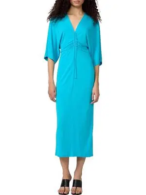 Diane Von Furstenberg Valerie Center Ruched Midi Dress - Aquamarine