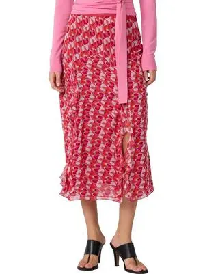 Diane Von Furstenberg Geo Print Midi Skirt - Pop Link Mini Blondie Pink