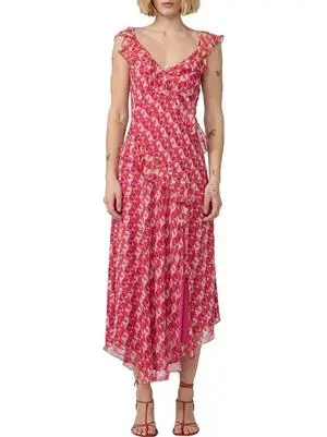 DIANE VON FURSTENBERG Sloane Ruffle Trim Midi Dress