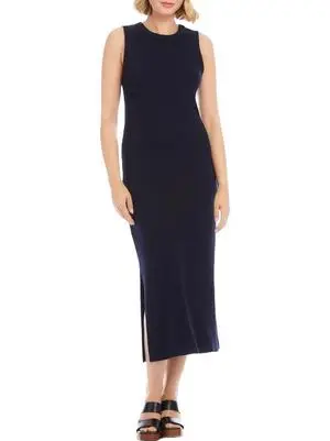Karen Kane Ribbed Column Midi Dress - Navy
