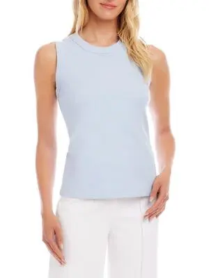 Karen Kane Crewneck Rib Tank - Light Blue