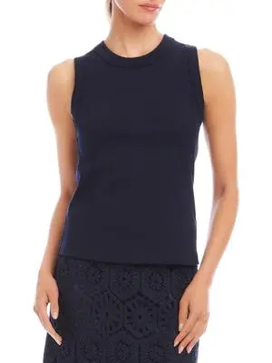 Karen Kane Crewneck Rib Tank - Navy