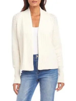 Karen Kane Open Front Ribbed Cardigan - Off White