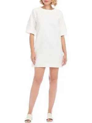 Karen Kane Embellished French Terry Shift Dress - Off White