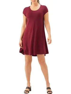 Karen Kane Maggie Cap-sleeve Trapeze Dress - Red Burgundy