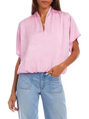 Karen Kane Crushed Satin V-neck Top - Pink