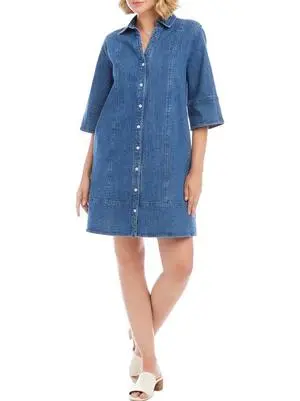 Karen Kane Flare Sleeve Denim Shirtdress - Chambray