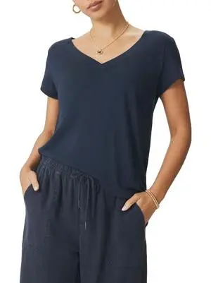 Splendid Cotton V-neck T-shirt - Navy Blue