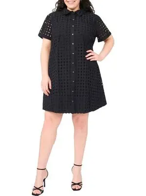 CECE DUPRAZ Eyelet Cotton Shirtdress - Rich Black