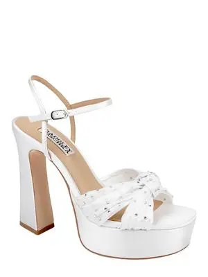 Badgley Mischka Willabella Platform Sandals - White Satin