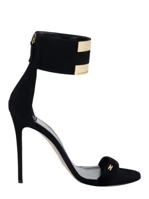 Elisabetta Franchi Logo-embellished Suede Sandals - Black