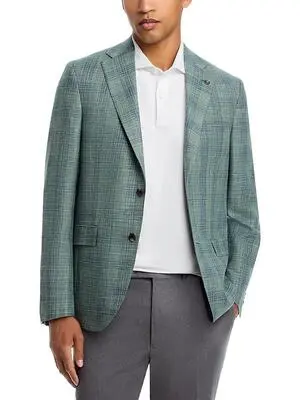 JACK VICTOR Midland Wool, Silk & Linen Plaid Sport Coat - Sage/ Navy
