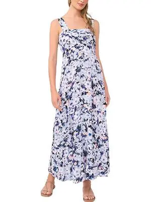 Vince Camuto Smocked Back Challis Maxi Dress - Blue Shadow