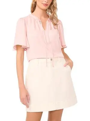 Vince Camuto Tie Neck Princess Sleeve Blouse - Sepia Rose