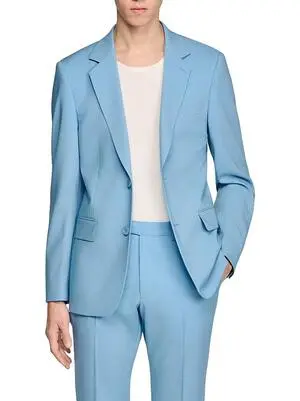 Sandro Wool Suit Jacket - Sky Blue