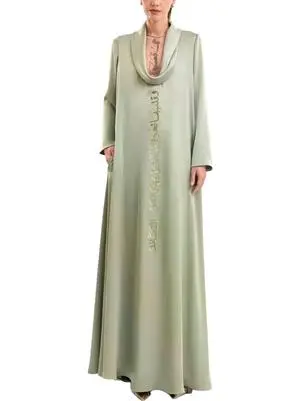 GEMY MAALOUF Calligraphy-Embroidered Kaftan Green