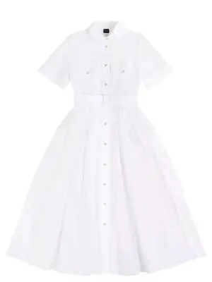 FAY Buttoned Shirt Midi Dress - White