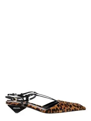 Prada Animal Print T-strap Pumps - Black