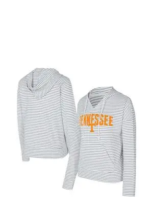 CONCEPTS SPORT French Terry Striped V-neck Pullover Hoodie - White