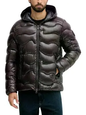 SAVE THE DUCK Hooded Padded Jacket - Brown