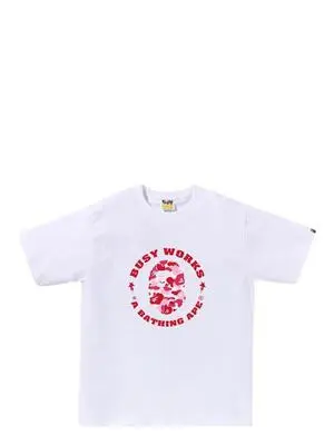 A BATHING APE Abc Camo Busy Works Sta Tee Shirt - White/pink