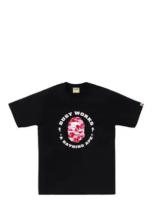 A BATHING APE Abc Camo Busy Works Sta Tee Shirt - Black/pink