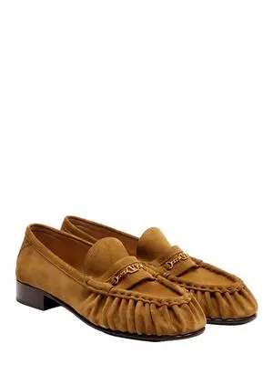 Valentino Garavani Vlogo Suede Loafers - Beige