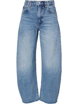 FRAME Bubble Cropped Barrel-leg Jeans - Blue