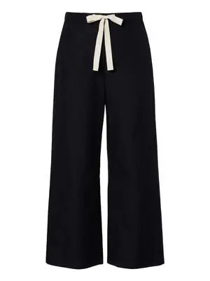 Max Mara Cotton Cropped Wide-leg Pants - Black