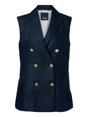 Max Mara Bird Linen Vest - Blue