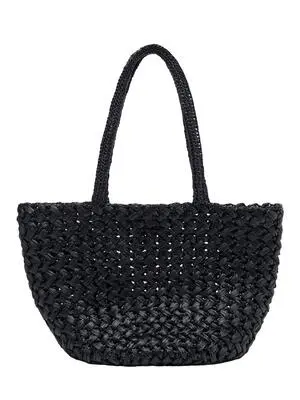 THE ROW Estelle 2 Medium Raffia Tote Bag - Black
