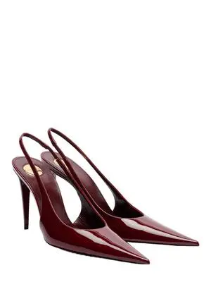 Saint Laurent Guermantes 95 Leather Slingback Pumps - Burgundy