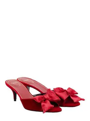 Valentino Garavani Marie A Bow-detail Velvet Mules - Red