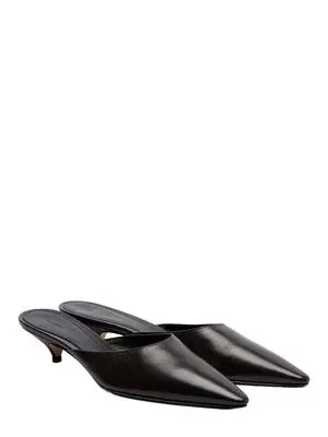 THE ROW Mica Leather Mules - Brown