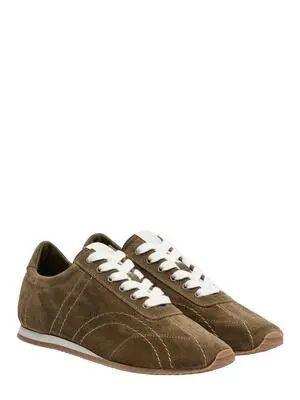 TOTEME Suede Lace-Up Sneakers Green